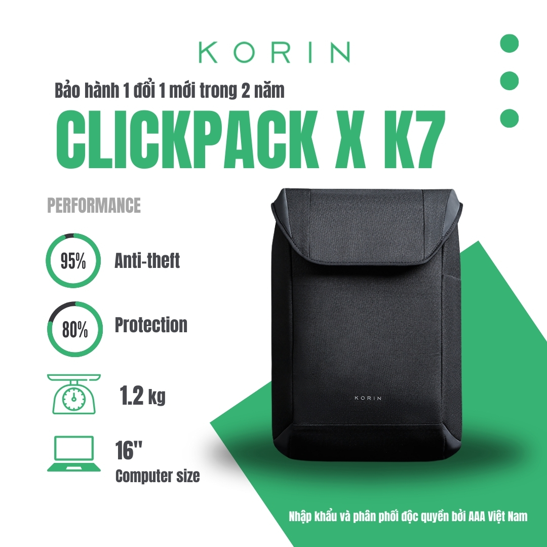 BALO KORIN CLICKPACK X K7 - KORINTECH.VN trân trọng thông báo